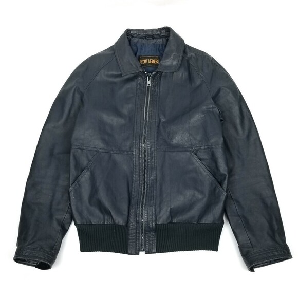 ECHT LEDER | Jackets & Coats | Echt Leder Navy Blue Leather Bomber ...